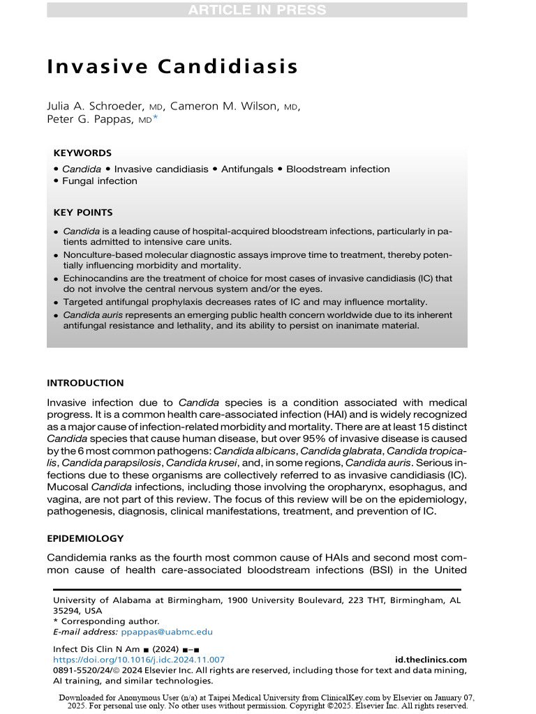 Invasive Candidiasis Overview and Insights | PDF | Candida (Fungus ...