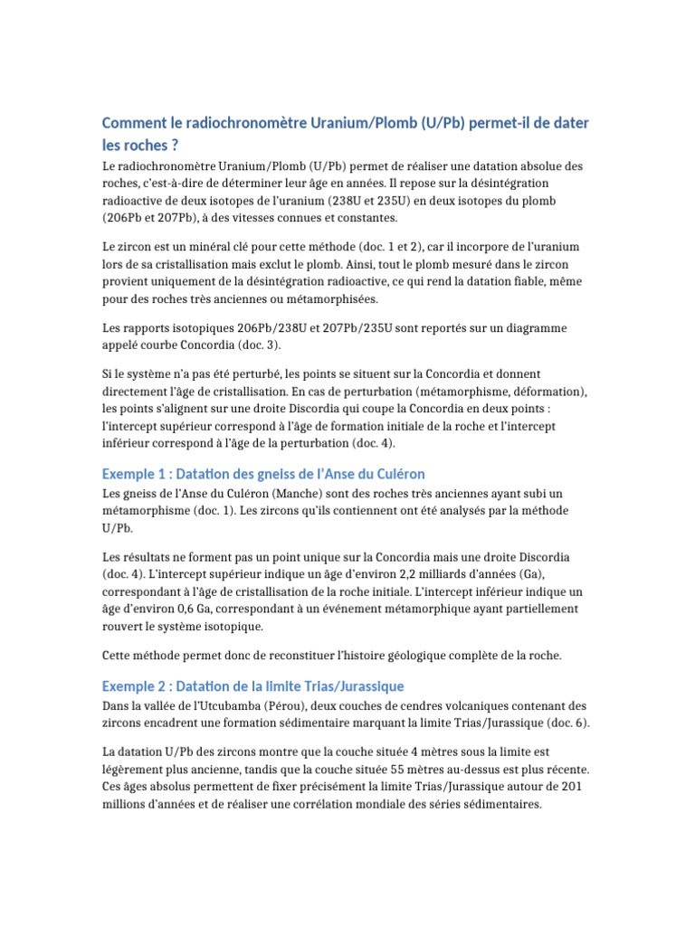 Datation des roches par U/Pb : méthode et exemples | PDF | Géologie ...