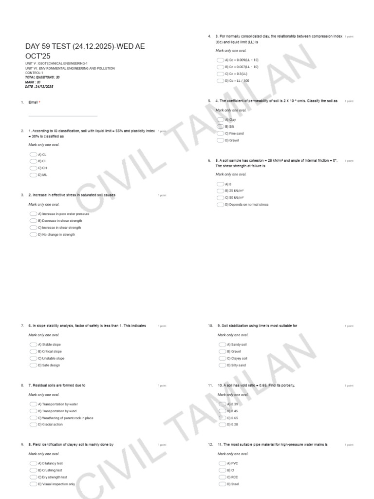 DAY 59 TEST (24.12.2025)-WED AE OCT'25_CT | PDF | Water | Soil