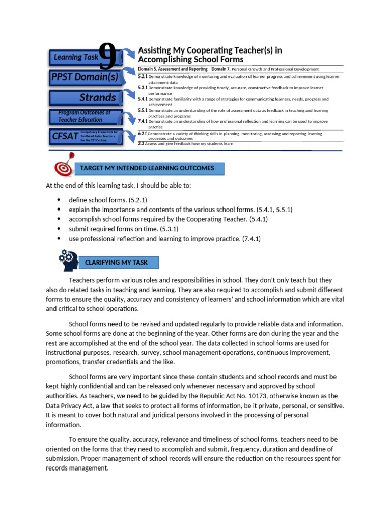 Learning Task 9 | PDF | Educational Assessment | Learning
