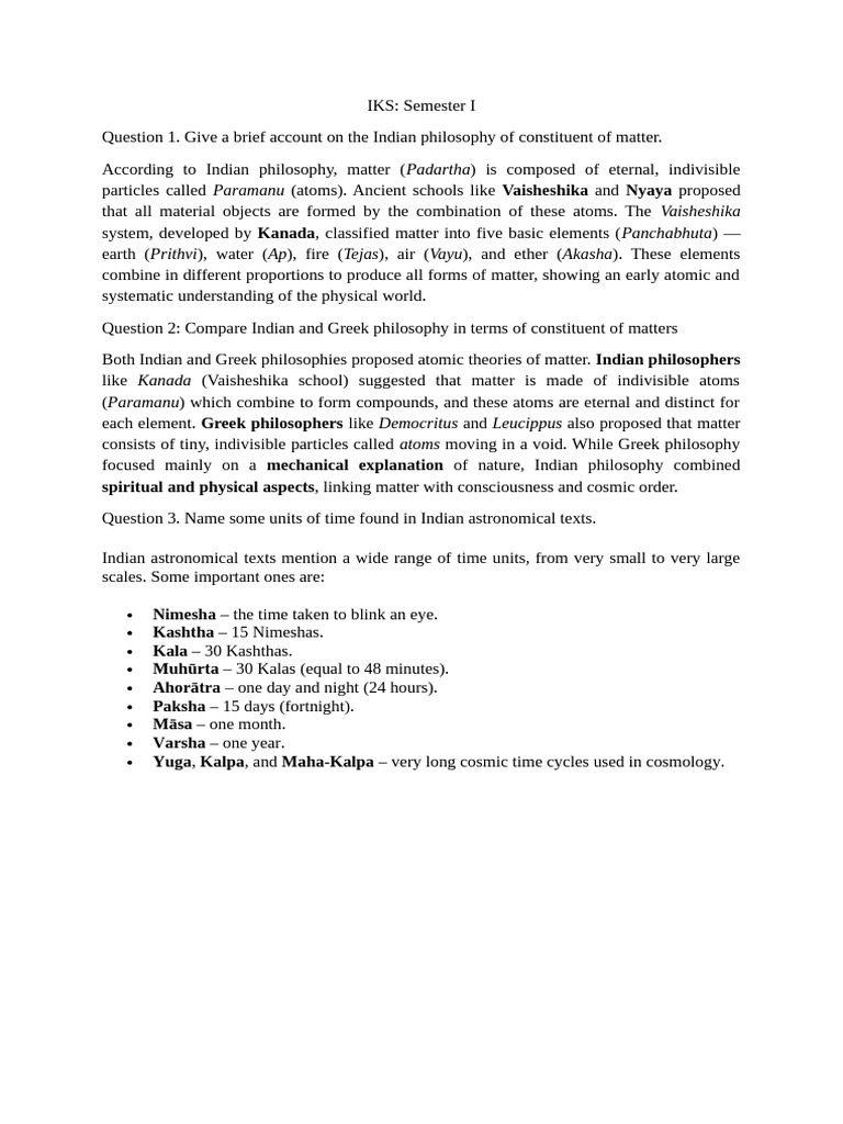 Indian Philosophy of Matter and Time | PDF