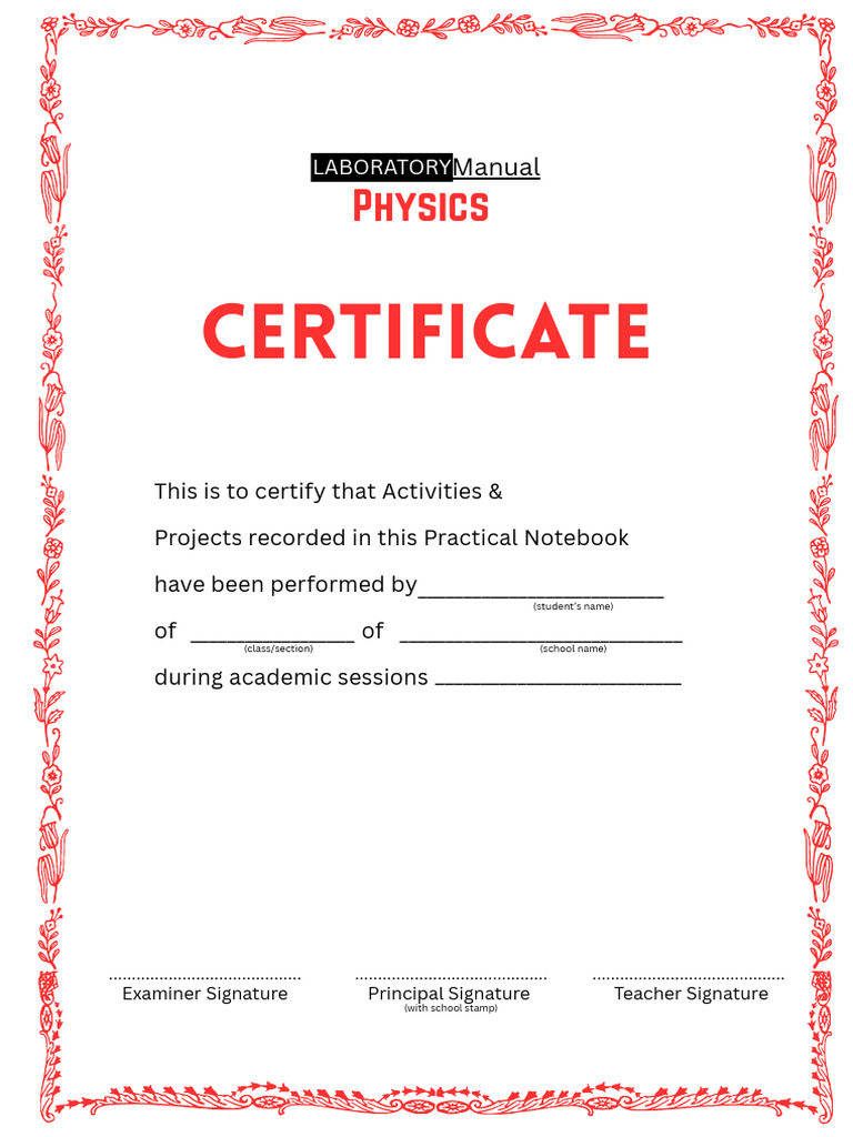 Ccc y c Manual Laboratory Physics Certificate This is to Certify That ...