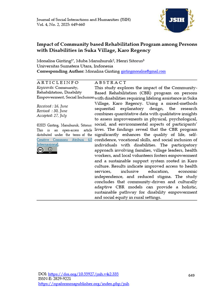 Impact of Community Based Rehabilitation Program A | PDF | Empowerment ...