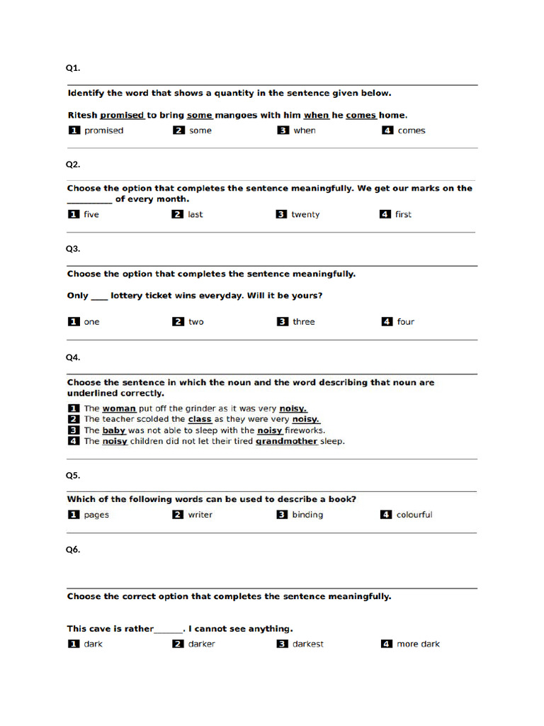 English DA5 Practice Sheet 1 | PDF