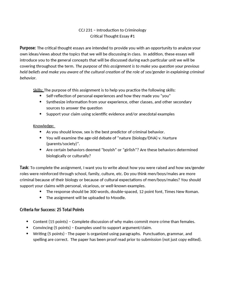 CTE #1 Why Males Commit More Crime | PDF