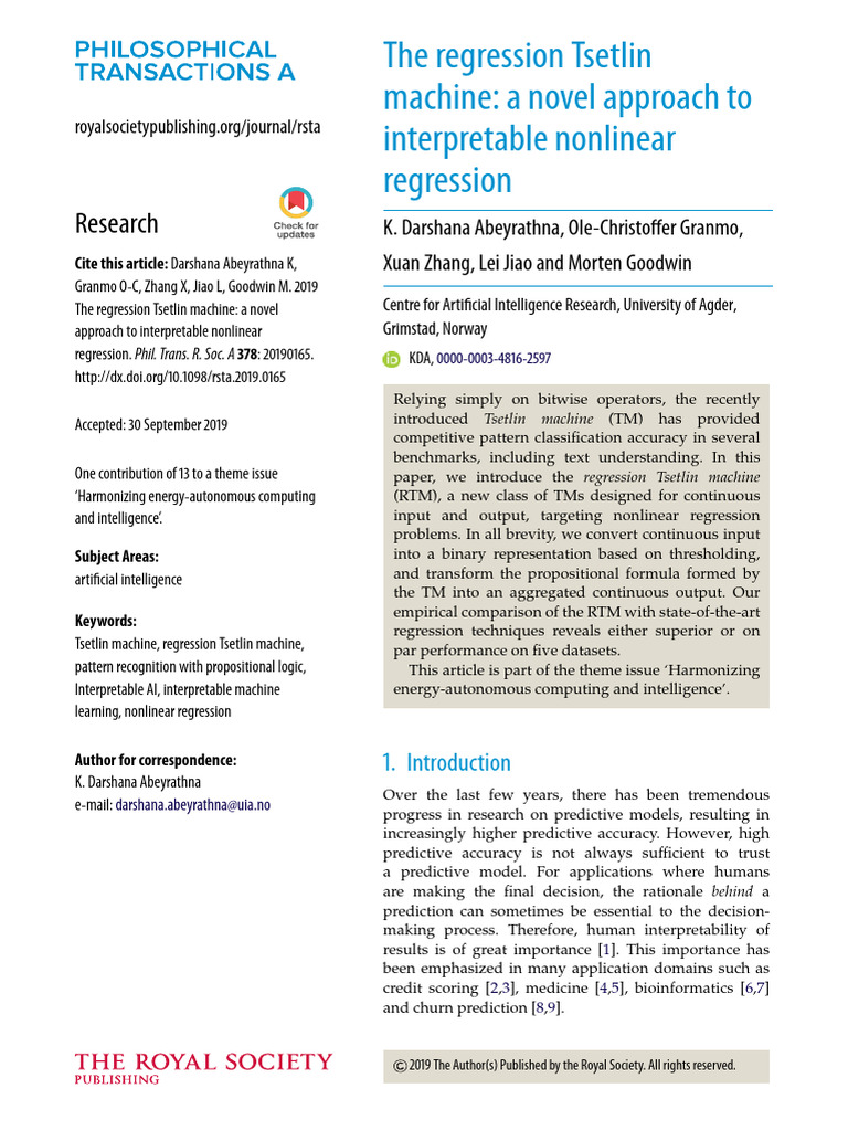 tsetlin_regression | PDF | Deep Learning | Applied Mathematics