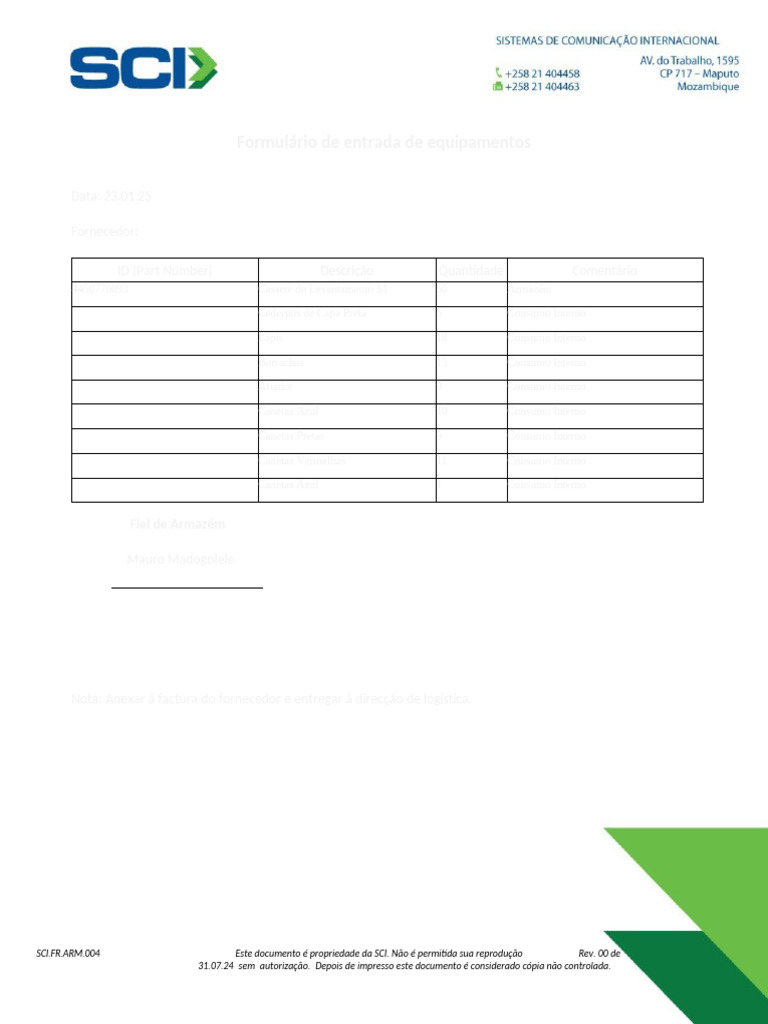 Sci.fr.Arm.004 Form Entrada Equip 3 (1) | PDF