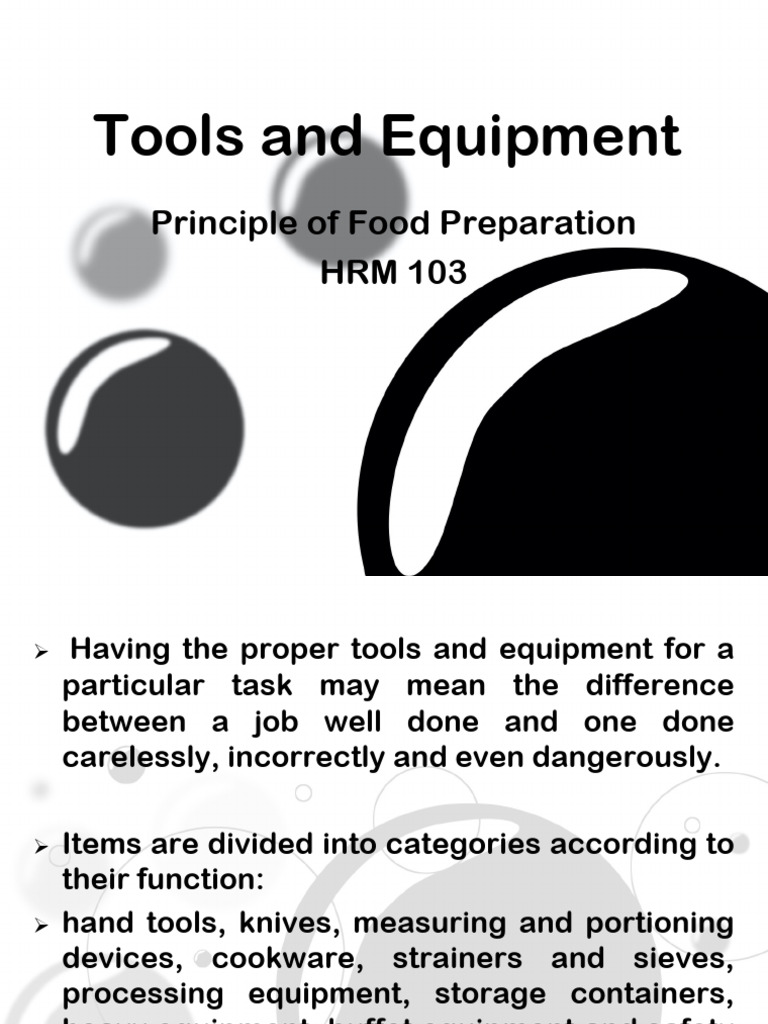Tools & Equipement | PDF | Cooking | Food And Drink Preparation