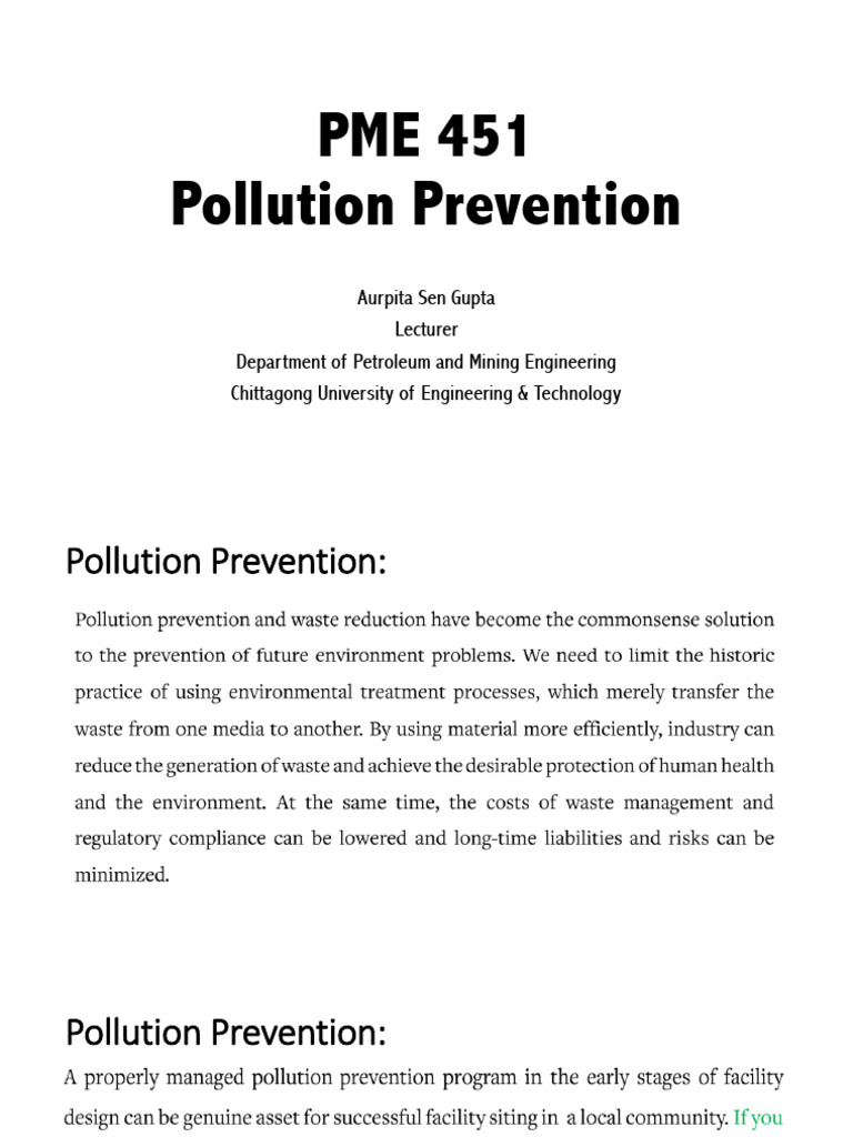 Pollution Prevention Strategies Overview | PDF