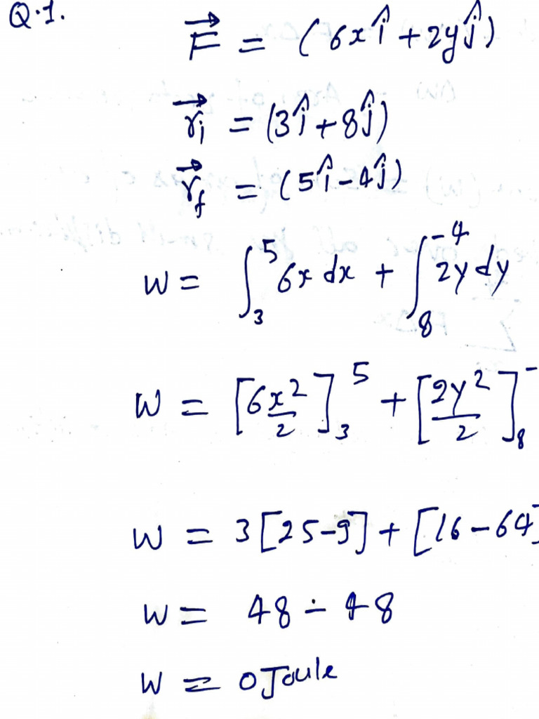 Work Done by Variable Force Question | PDF