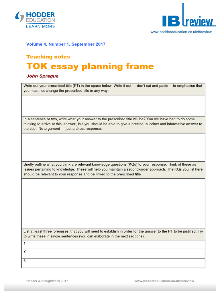 1_TOK_essay_plan frame_compressed | PDF | Knowledge | Argument