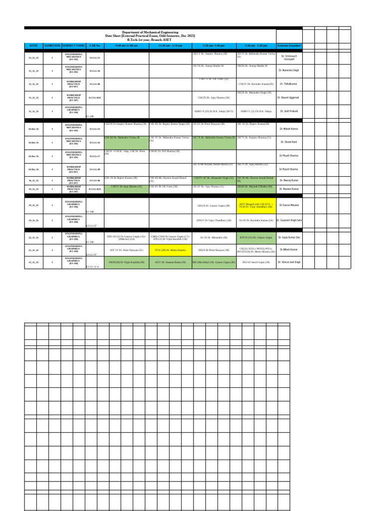 Final_1st year Practical Schedule_(ME) (version 1) (2) | PDF