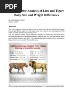 Lion vs Tiger: Mass Comparison Analysis | PDF | Tiger | Lion