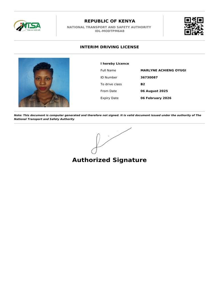 Interim Driving License Marlyne (1) | PDF