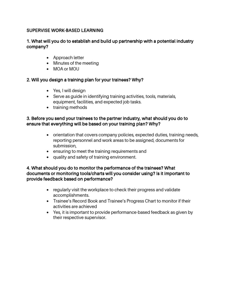 Effective Strategies for Work-Based Learning | PDF