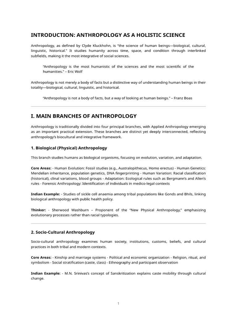 Anthropology Optional - Branches & Socio-Cultural Anthropology ...