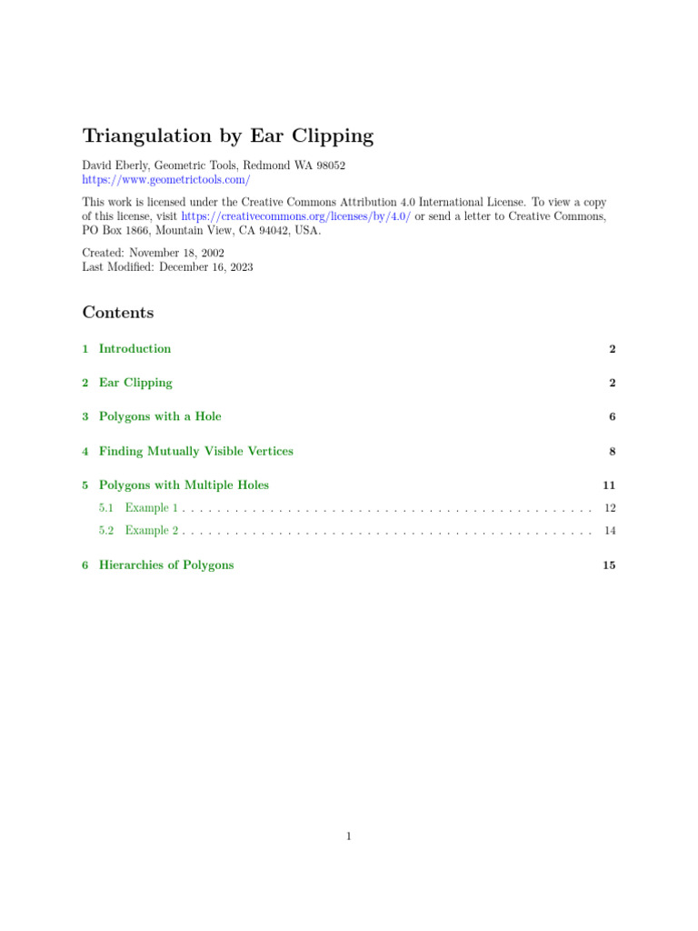 Triangulation by Ear Clipping | PDF | Vertex (Geometry) | Triangle