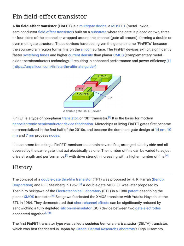 Fin Field-effect Transistor - Wikipedia | PDF