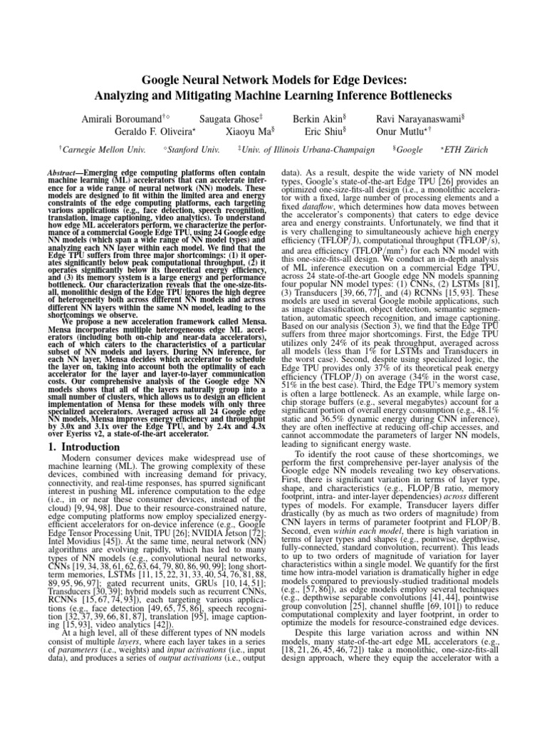 Google Neural Network Models for Edge Devices | PDF | Computer ...
