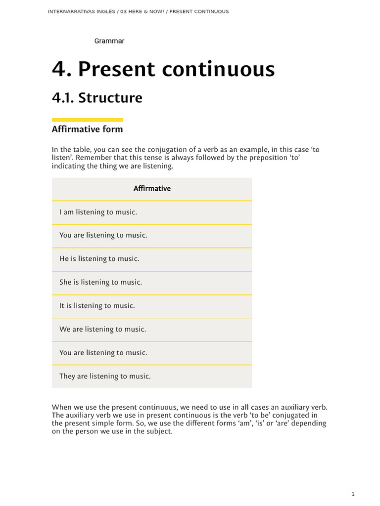 03 Here & Now! - Present Continuous | PDF | Verb | Grammatical Conjugation
