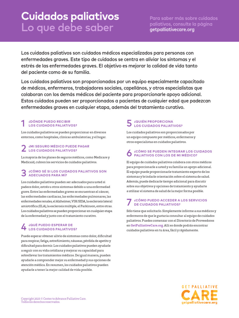 Capc Handout for Patients and Families Spanish Informacion Para ...