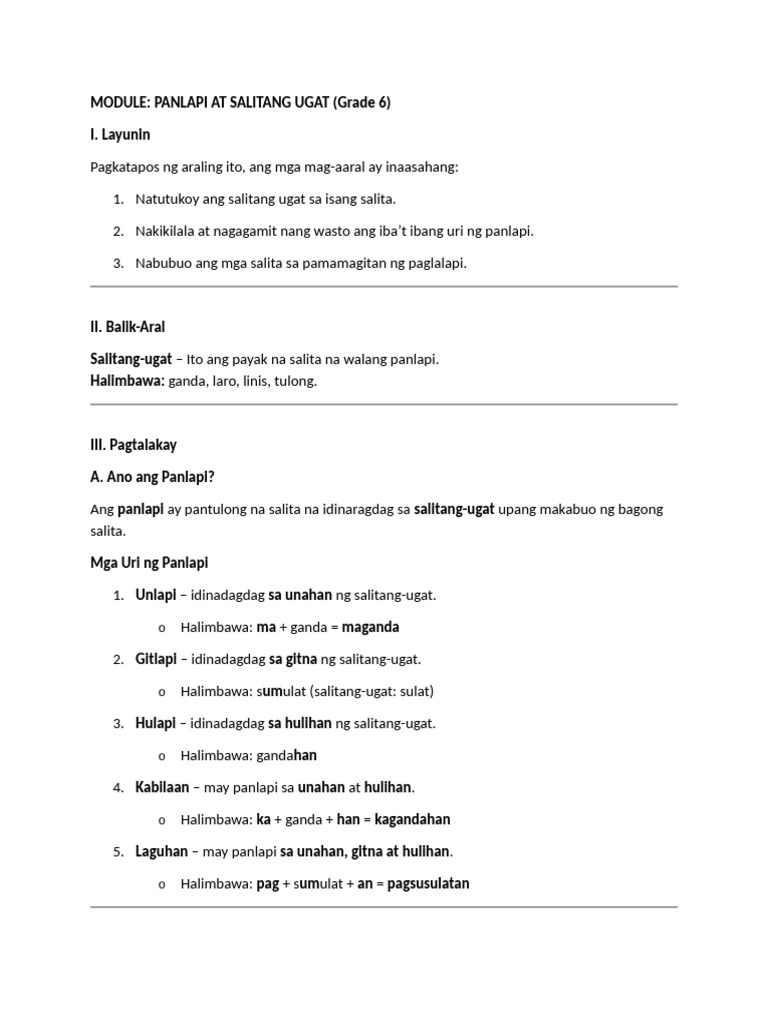 MODULE in Filipino 6 Week 3,4,5 | PDF