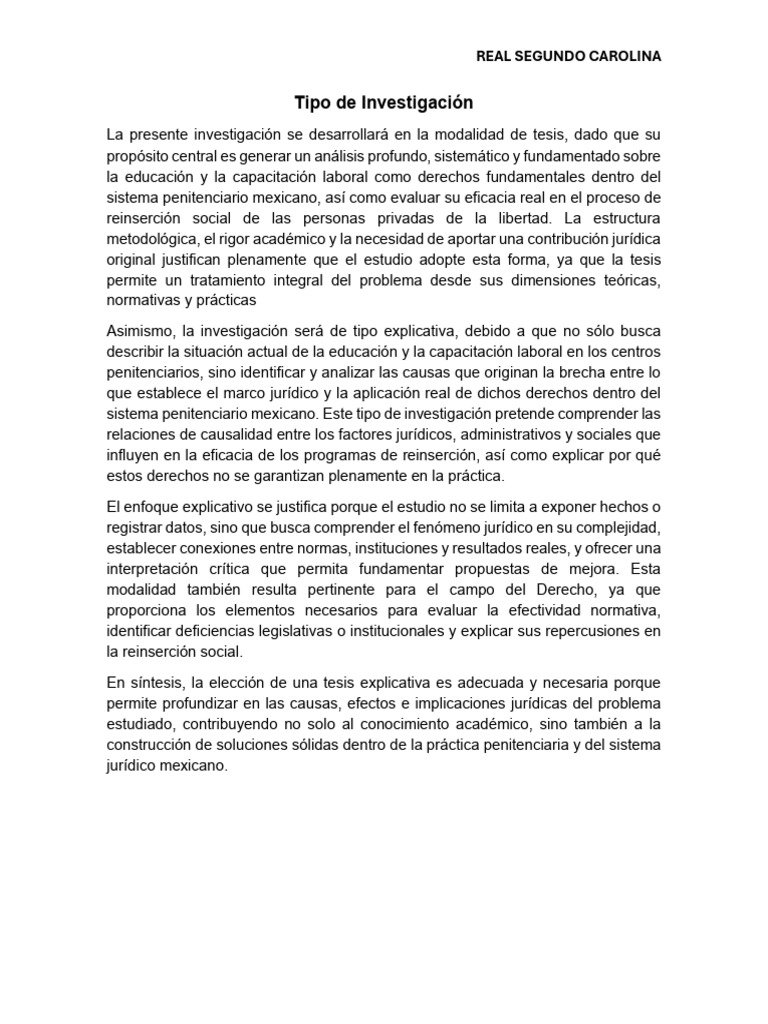 Tipo de Investigación, Real Segundo Carolina | PDF