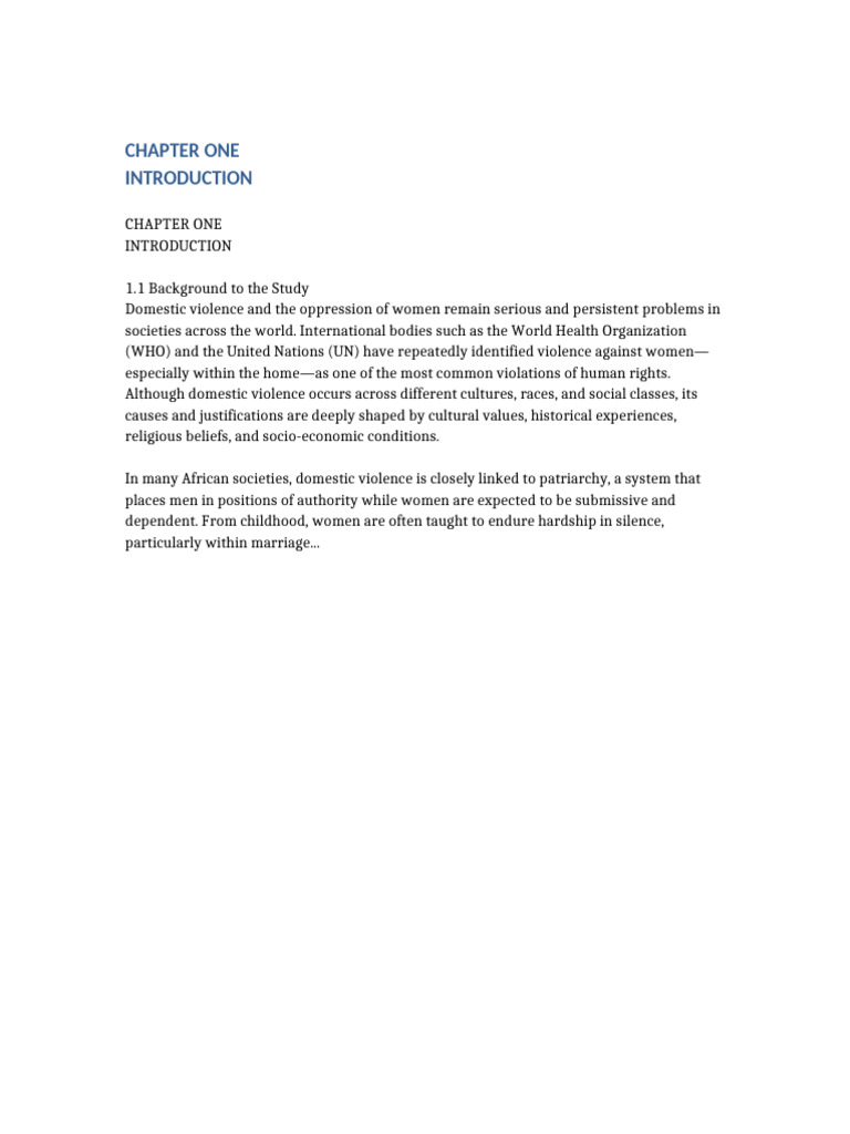 Chapter One and Two Domestic Violence Project (1) | PDF