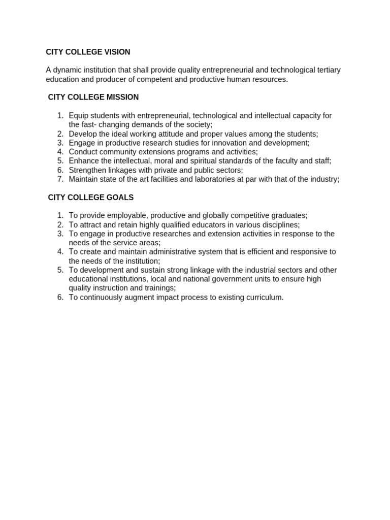 City College Vision | PDF
