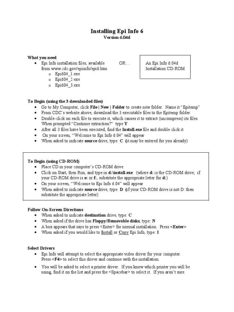 Installing Epi Info 6 | PDF | Icon (Computing) | Double Click
