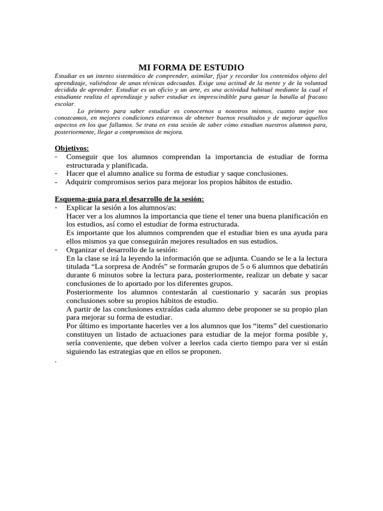 Mi Forma de Estudio | PDF | Aprendizaje | Sumario abstracto)