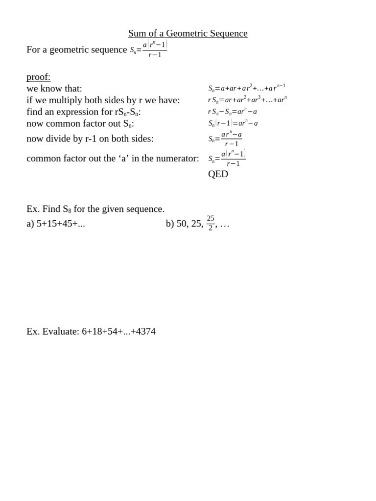05-LS-Sum of a Geometric Sequence | PDF