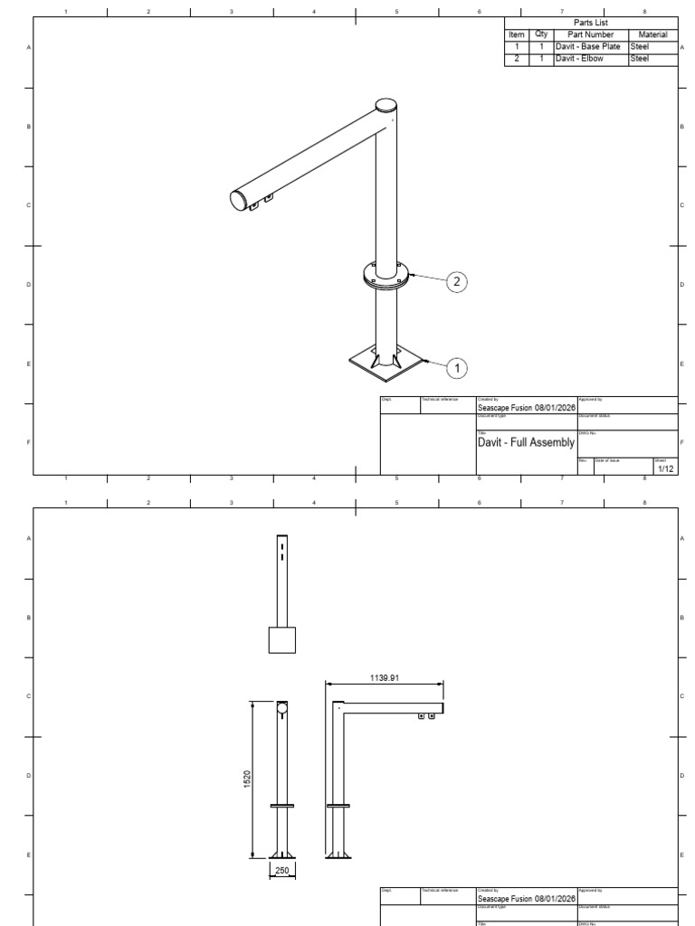 Davit - Full Assembly Drawing v2 | PDF | Plumbing