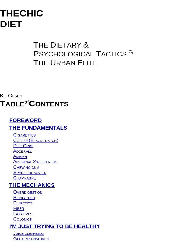 Copy of the Chic Diet - Kit Olsen | PDF | Sugar Substitute | Dietary Fiber