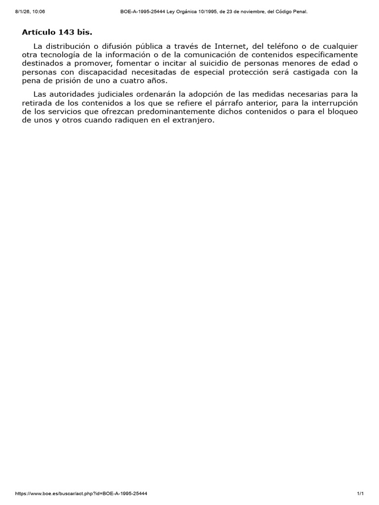 Artículo 143 Bis CP | PDF