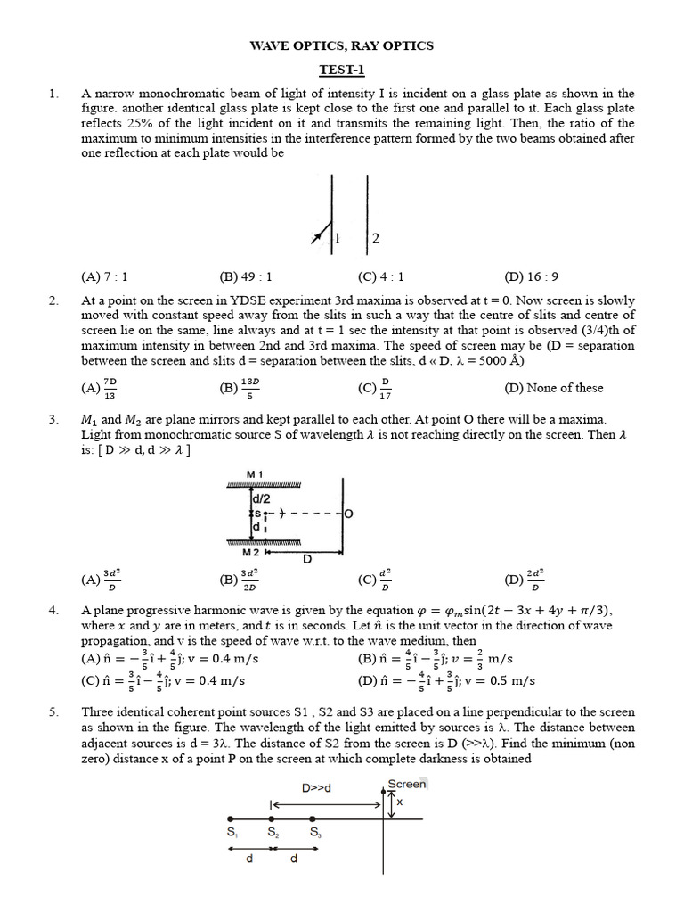 Wave Optics, Ray Optics(Dpp) | PDF | Electrodynamics | Scientific Phenomena
