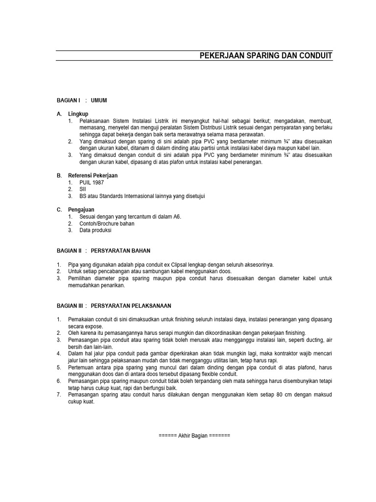 Instalasi Pipa Sparing dan Conduit Listrik | PDF