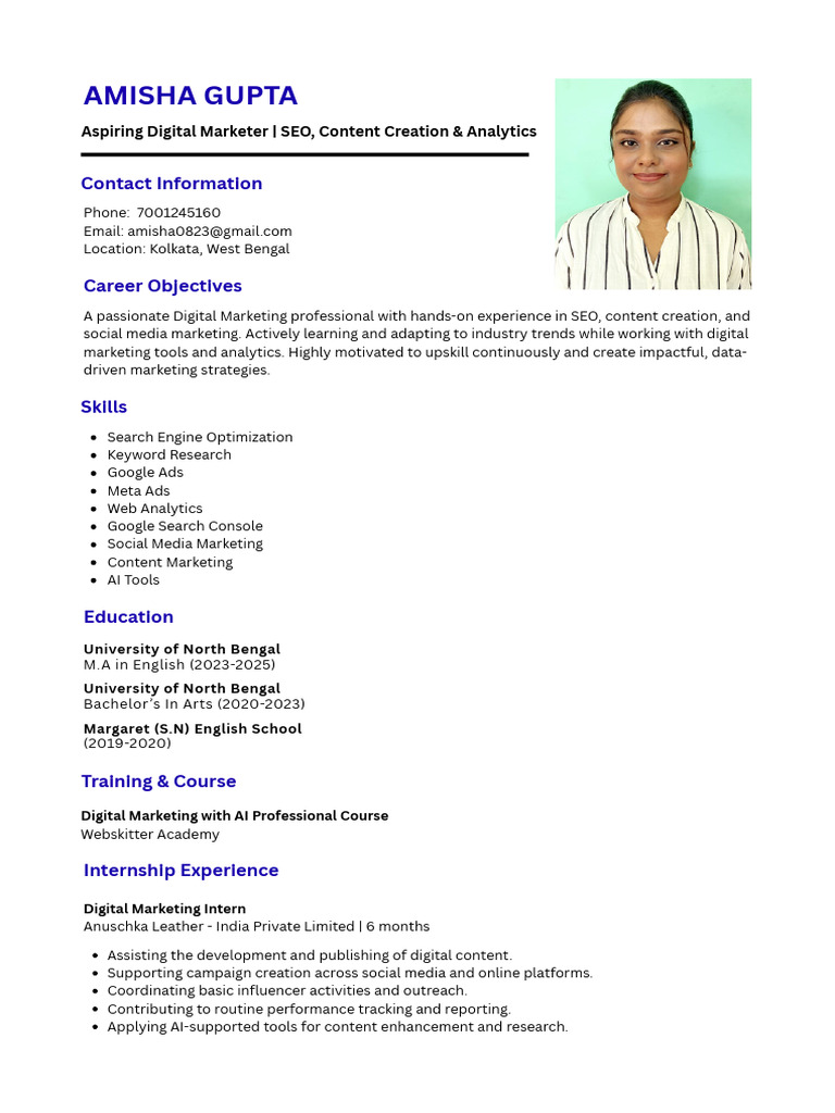 Amisha Gupta: Digital Marketing Profile | PDF