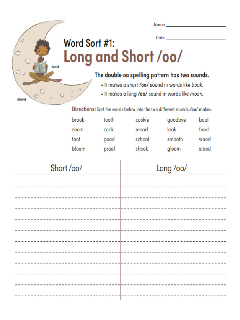 Phonics Long Oo - Short Oo - Ar - Or | PDF