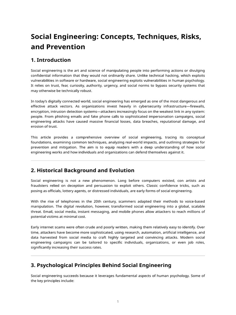 Social Engineering_ Concepts, Techniques, Risks, And Prevention | PDF | Phishing | Social ...