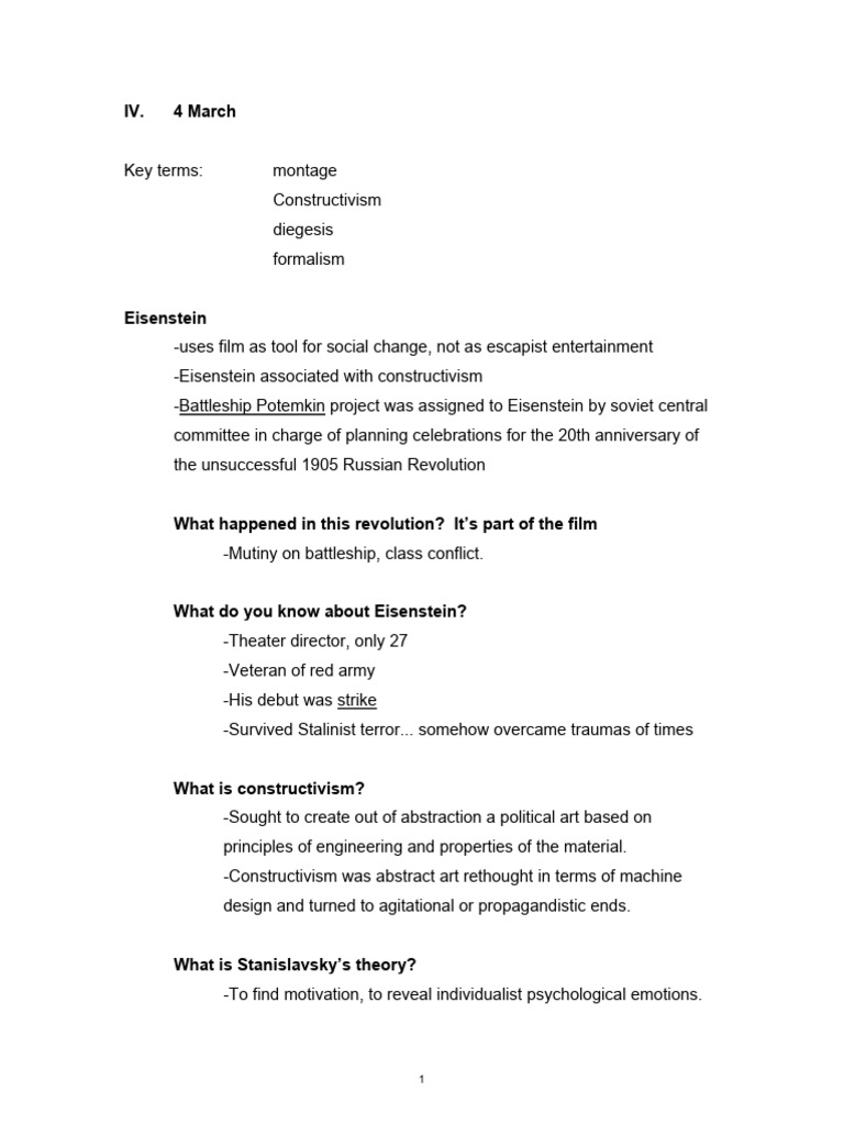 Eisenstein's Montage and Constructivism | PDF | Dialectic | The Arts