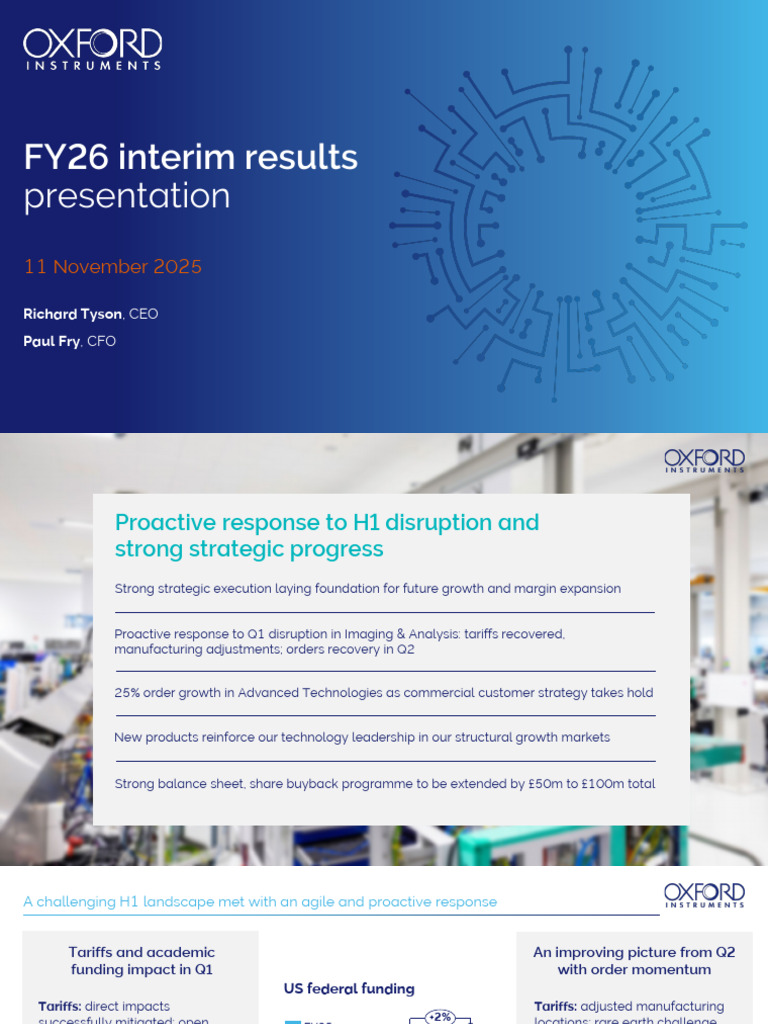 Oxford Instruments PLC Half Year Results FY26 Investor Presentation ...