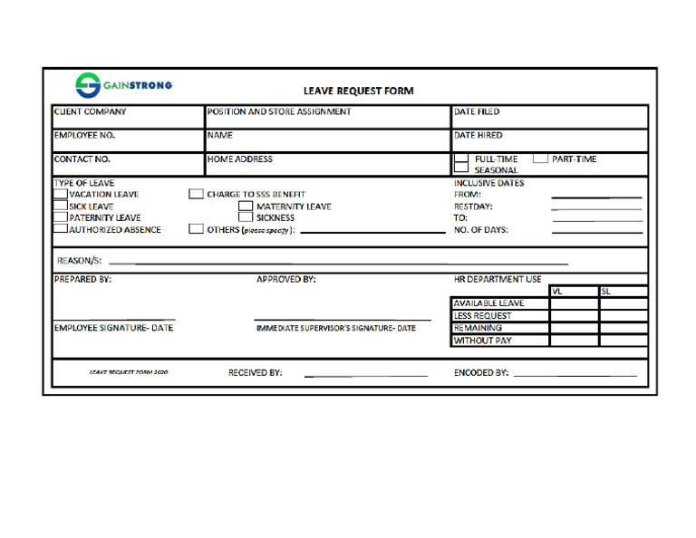 Leave Form 2023 | PDF