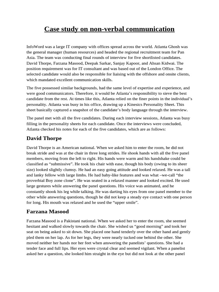 Case Study | PDF | Nonverbal Communication