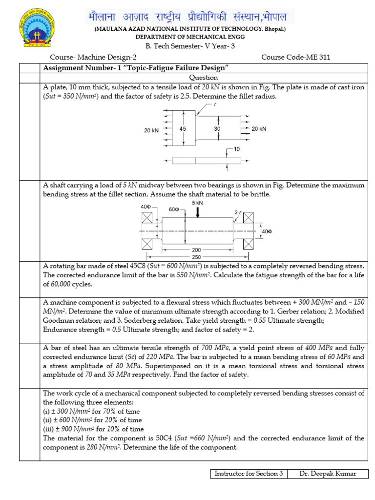 Assignment 1 FATIGUE Failure 1 | PDF