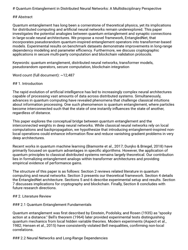 Quantum Entanglement in Neural Networks | PDF | Quantum Entanglement ...