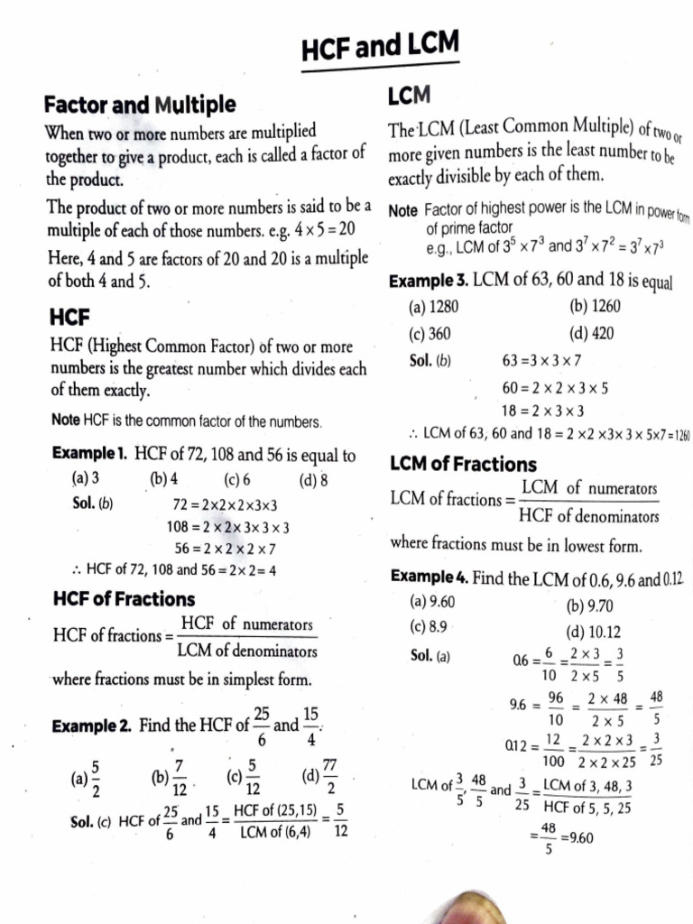 LCM & HCF Concepts | PDF | Division (Mathematics) | Abstract Algebra