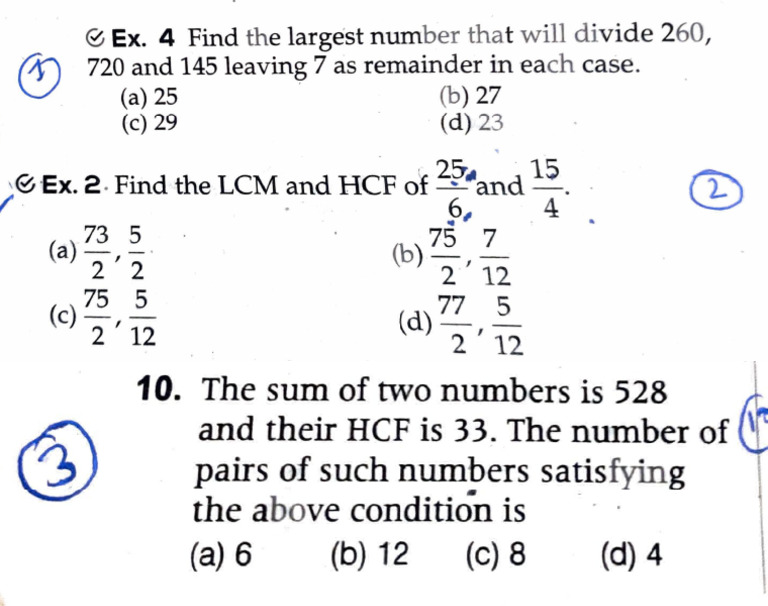 LCM & HCF Practice Questions (AKS Classes) | PDF
