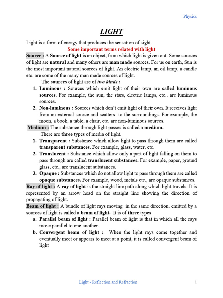 Light | PDF | Mirror | Reflection (Physics)