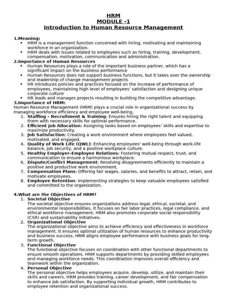 hrm notes | PDF | Human Resource Management | Human Resources